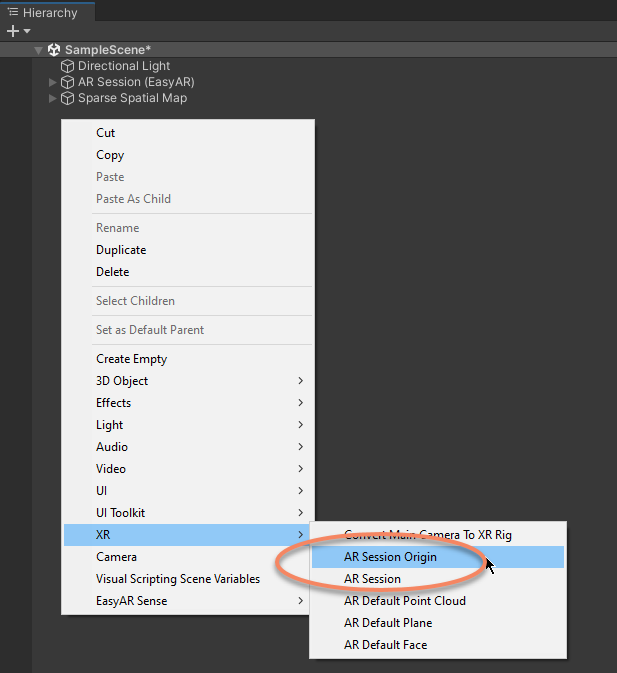 与 AR Foundation 协同工作 — EasyAR Sense Unity Plugin 4.7.0 文档
